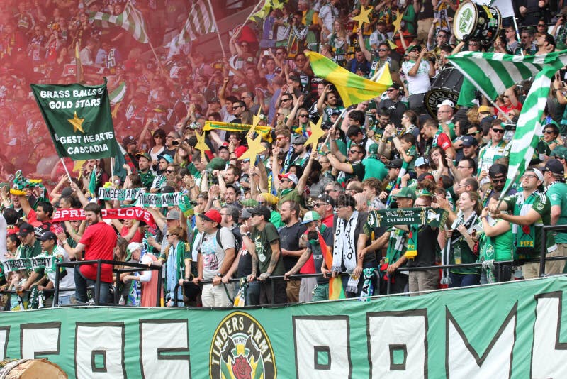 Timbers Army flags editorial photography. Image of player - 74814812