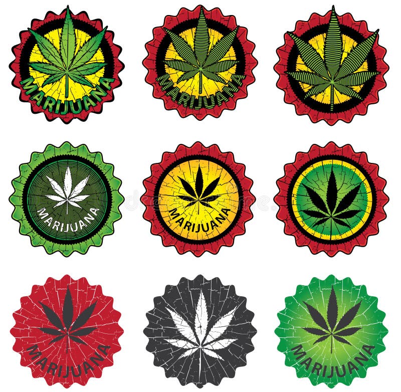 Timbres De Conception De Symbole De Feuille De Vert De Marijuana De ...