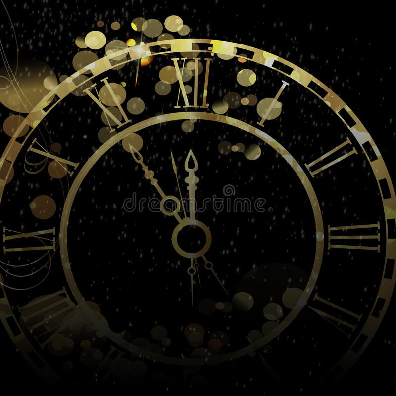 Gold Clock Showing the Arrival of Christmas and Safe Time Stock ...
