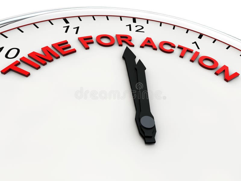 Time for Action in Clock Symbol in Blue Glass Cubes Stock Illustration ...