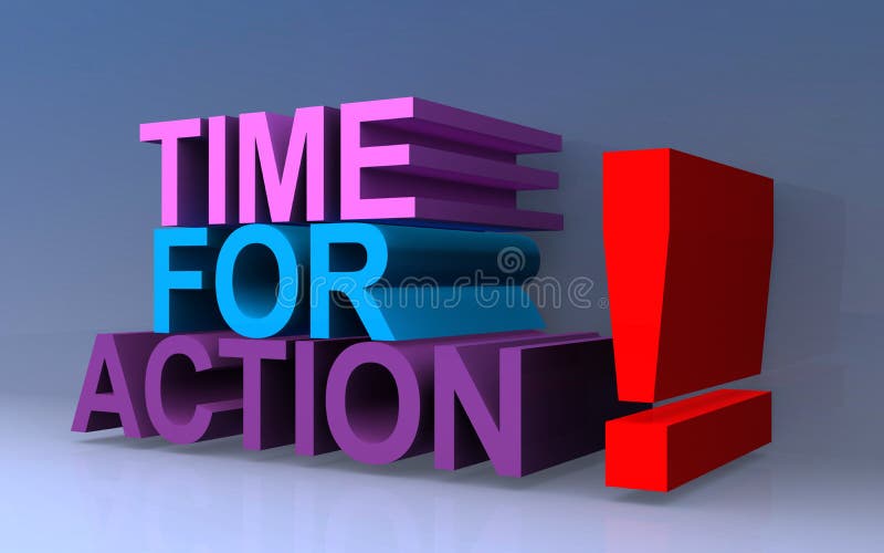 Time For Action. White Vector Clock With Motivational Slogan. Analog ...