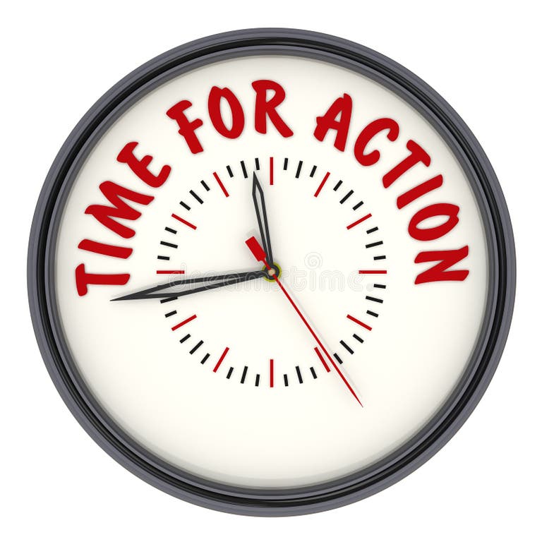 Time for Action. Clock with Text Stock Illustration - Illustration of ...