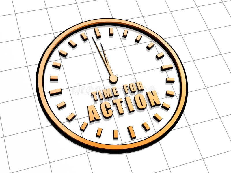 Time for Action in Golden Clock Symbol Stock Photo - Image of ...