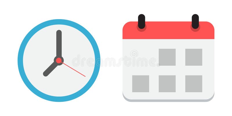 Time and Address Icon Vector in Flat Style. Clock and Calendar Symbol ...