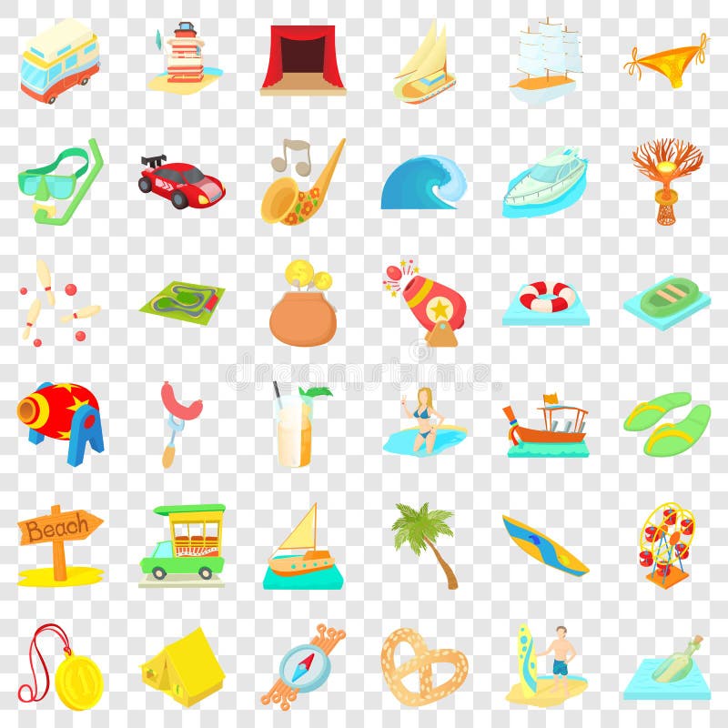 Time of Adventure Icons Set, Cartoon Style Stock Vector - Illustration ...