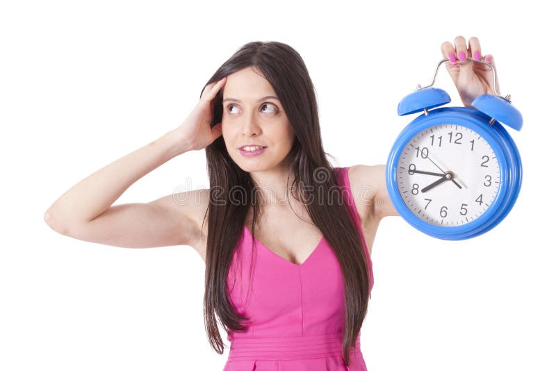 Woman controlling time stock image. Image of hour, human - 76295575