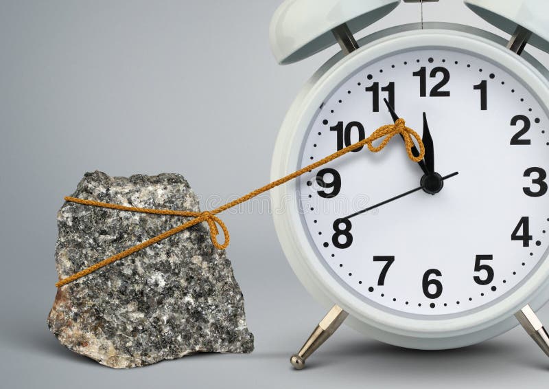 Time on Alarm Clock Stop by Stone, Delay Concept Stock Image - Image of ...