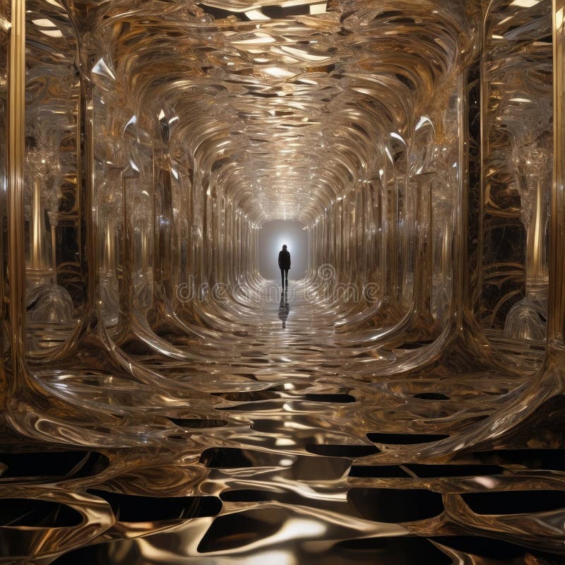 Time As Shimmering Fluid Flowing through Fractal Mirror Labyrinth Stock ...