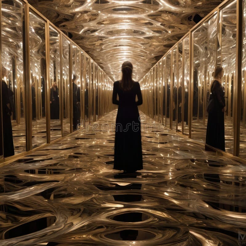 Time As Shimmering Fluid Flowing through Fractal Mirror Labyrinth Stock ...