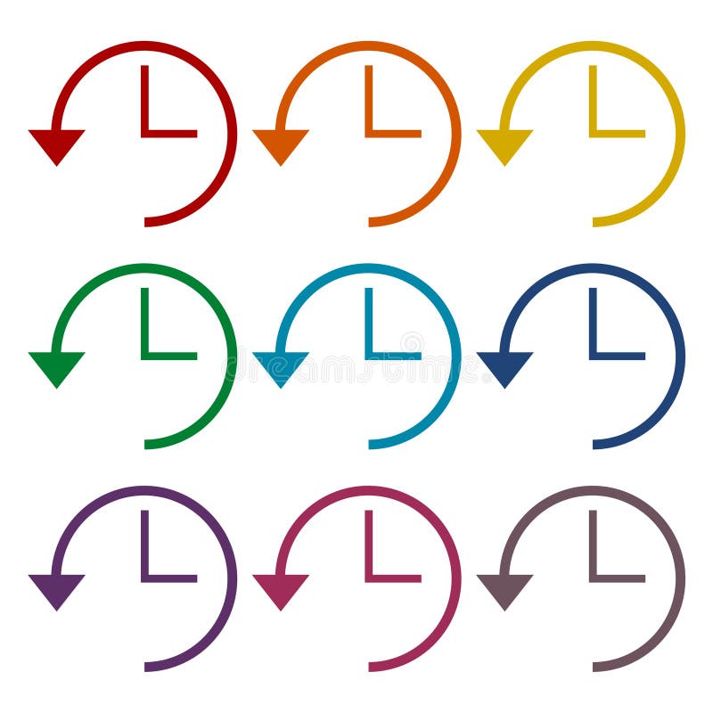 Time back icons set stock vector. Illustration of machine - 140461313