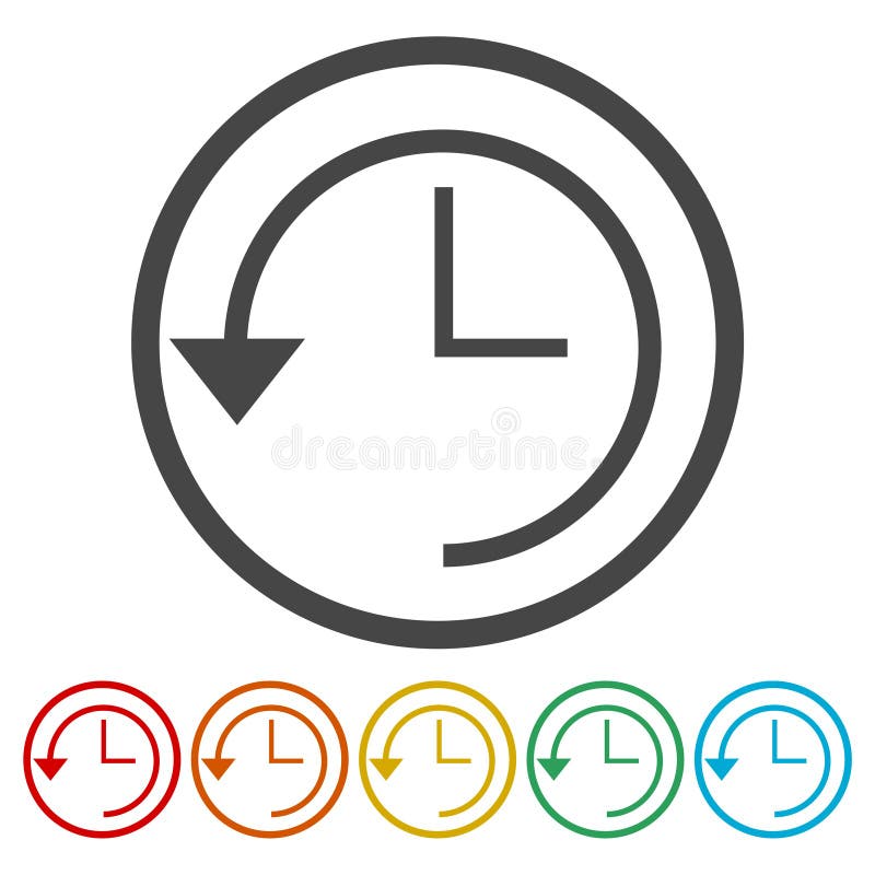 Time back icons set stock vector. Illustration of machine - 140461313