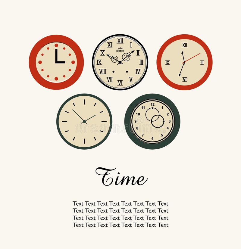 Time Banner with Set of Round Clocks. Collection of Clocks Stock Vector ...