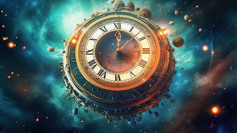 Time Beyond Earth Clock in Space Illustrating Futuristic Concept ...