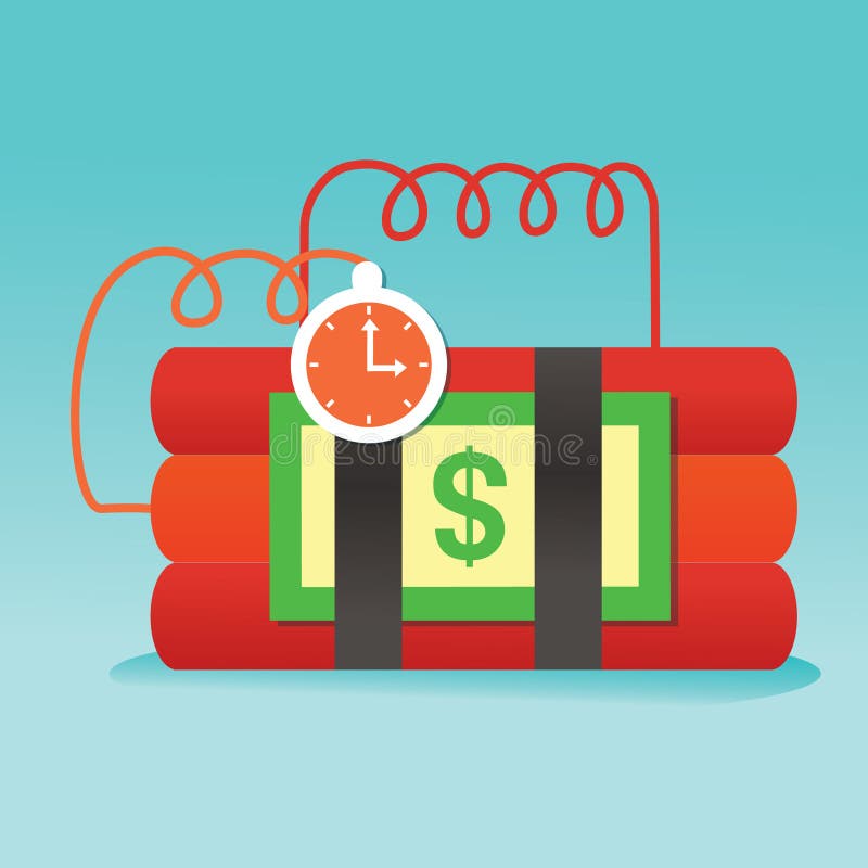 Time Bomb with Currency Note. Vector Illustration Decorative Design ...