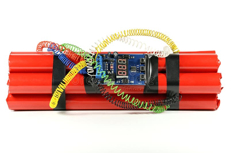 Bomb with Digital Timer on White Background. Stock Image - Image of ...