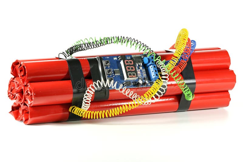 Bomb with Digital Timer on White Background. Stock Image - Image of ...