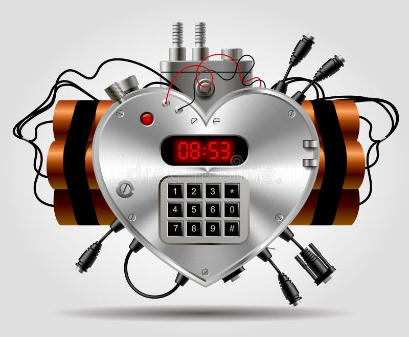Time Bomb with Dynamite and Heart Shaped Clockwork Stock Vector ...