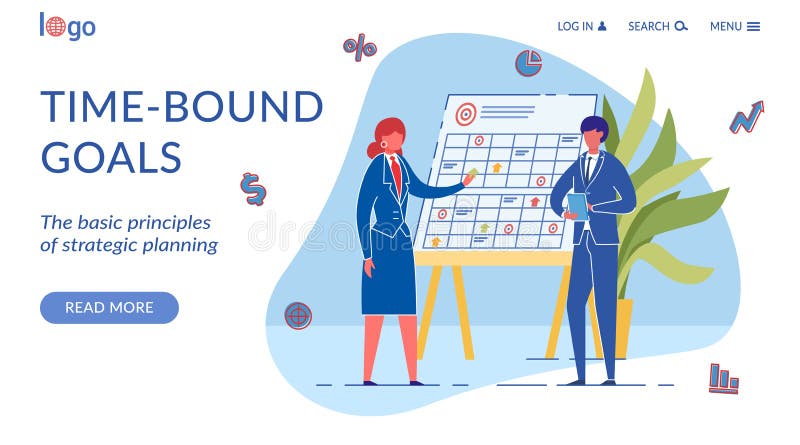 Time Bound Goals Landing Page Flat Vector Template Stock Vector ...