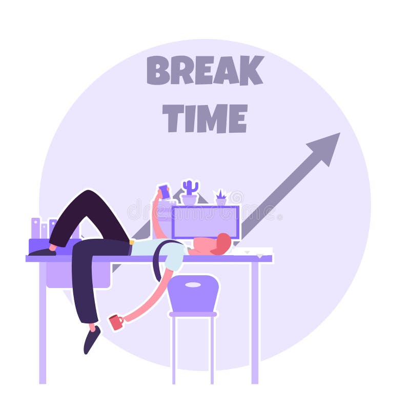Time for a Break, Office Worker Resting at Work Stock Illustration ...