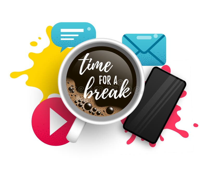 Time for a Break Vector Illustration with Coffee Stock Vector ...