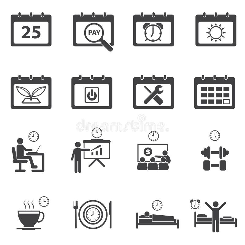Time with daily Routine Icon Set Stock Vector - Illustration of symbol ...