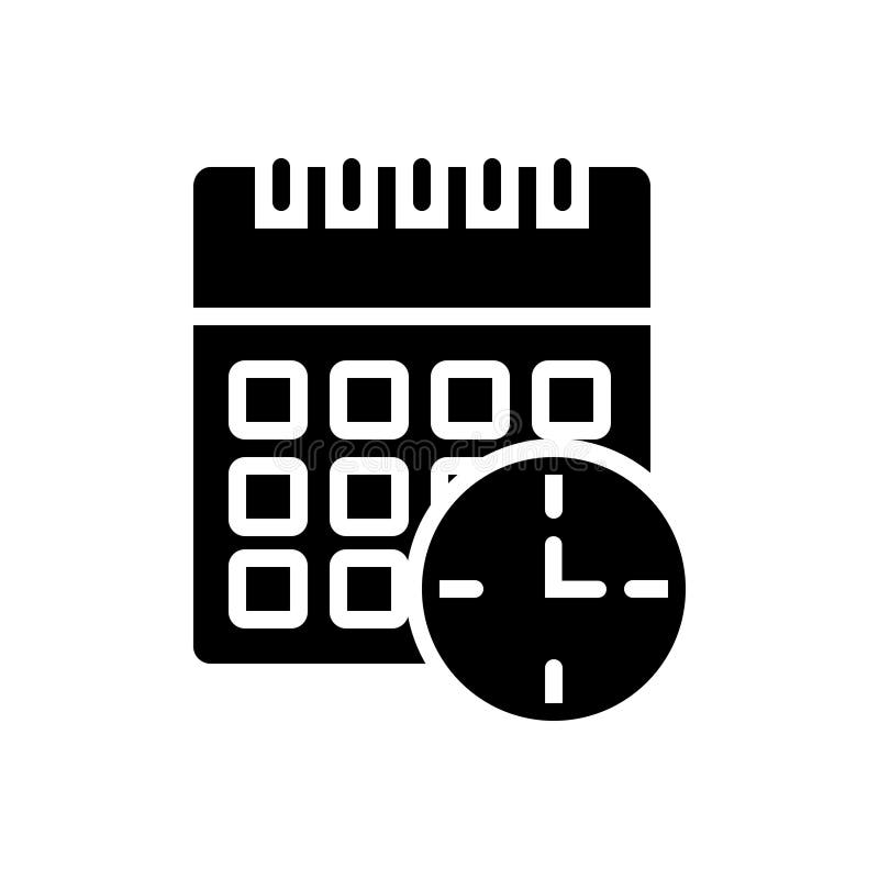 Black Solid Icon for Time Calendar, Efficiency and Business Stock ...
