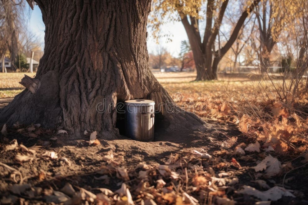 Time Capsule Buried at the Base of a Tree Stock Illustration ...