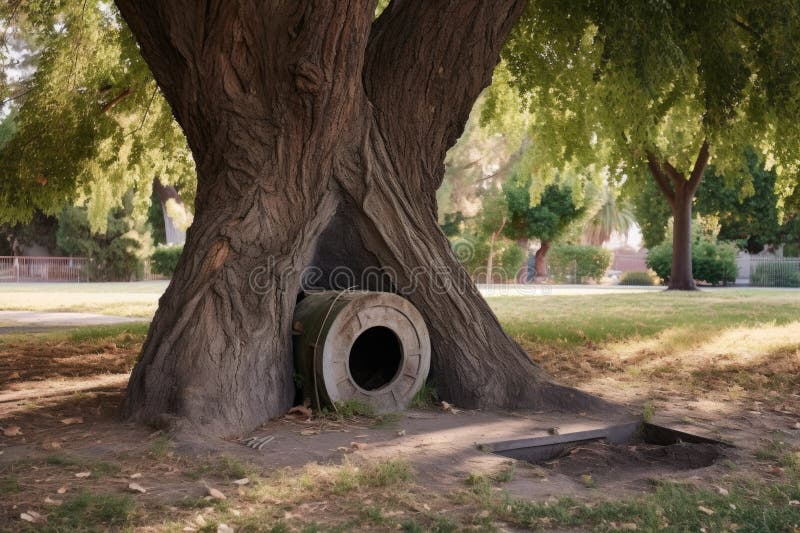 Time Capsule Buried at the Base of a Tree Stock Illustration ...