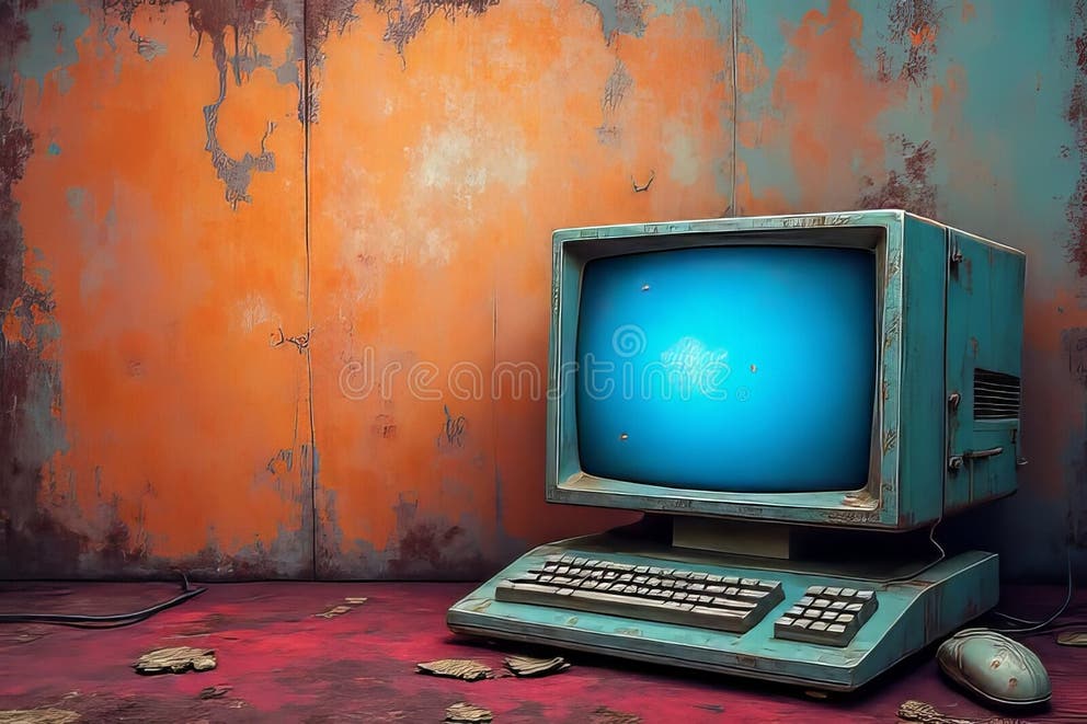 A Time Capsule of Technology Rusty Vintage Computer on a Weathered ...