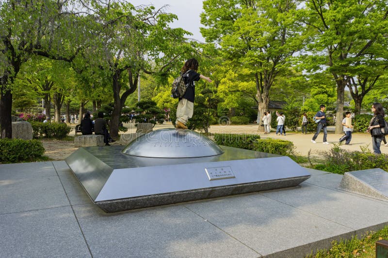 Time Capsulte of Osaka Castle Editorial Stock Image - Image of people ...