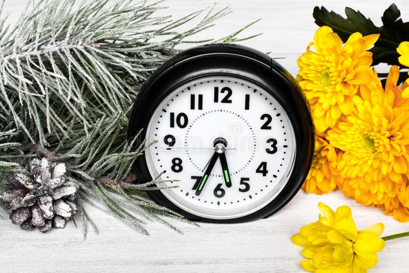 Time Change - Clock and Flowers Stock Photo - Image of countdown, zone ...