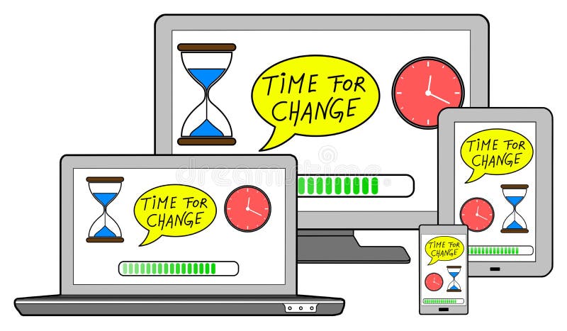 Time for Change Concept on Different Devices Stock Illustration ...