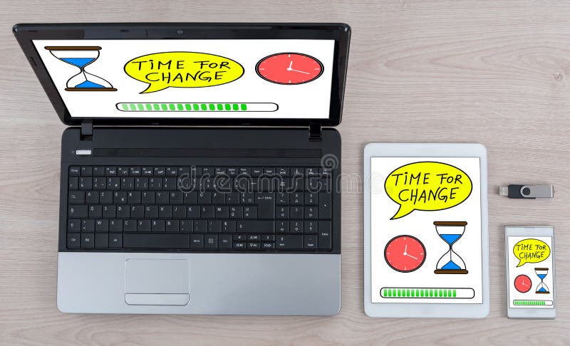 Time for Change Concept on Different Devices Stock Photo - Image of ...