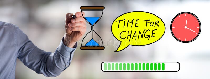 Time for Change Concept Drawn by a Man Stock Photo - Image of design ...