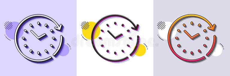 Time Change Line Icon. Clock Sign. Watch. Halftone Dotted Pattern ...