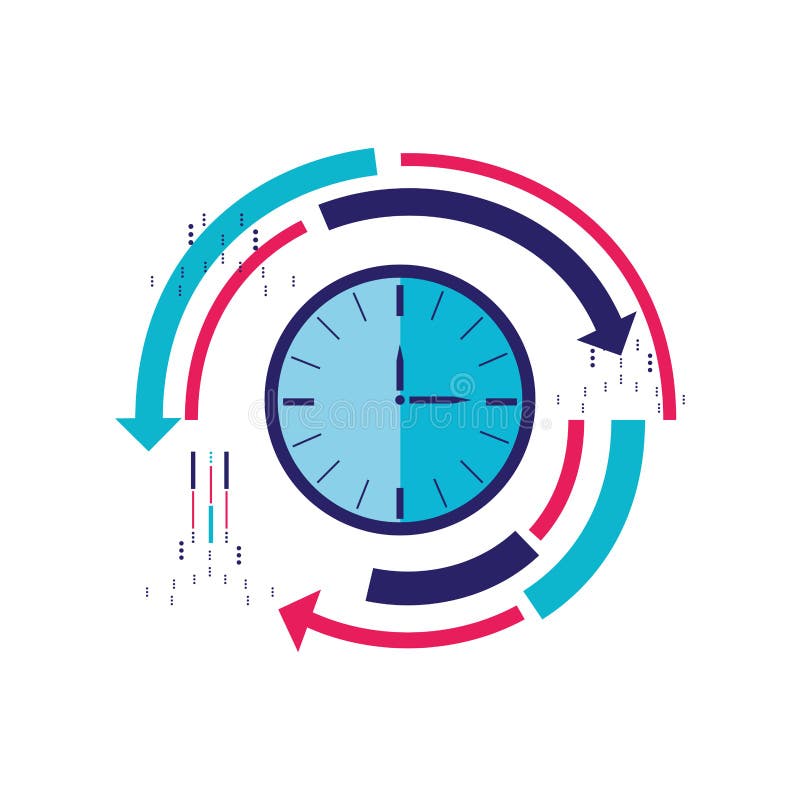 Time Clock with Arrows Isolated Icon Stock Vector - Illustration of ...