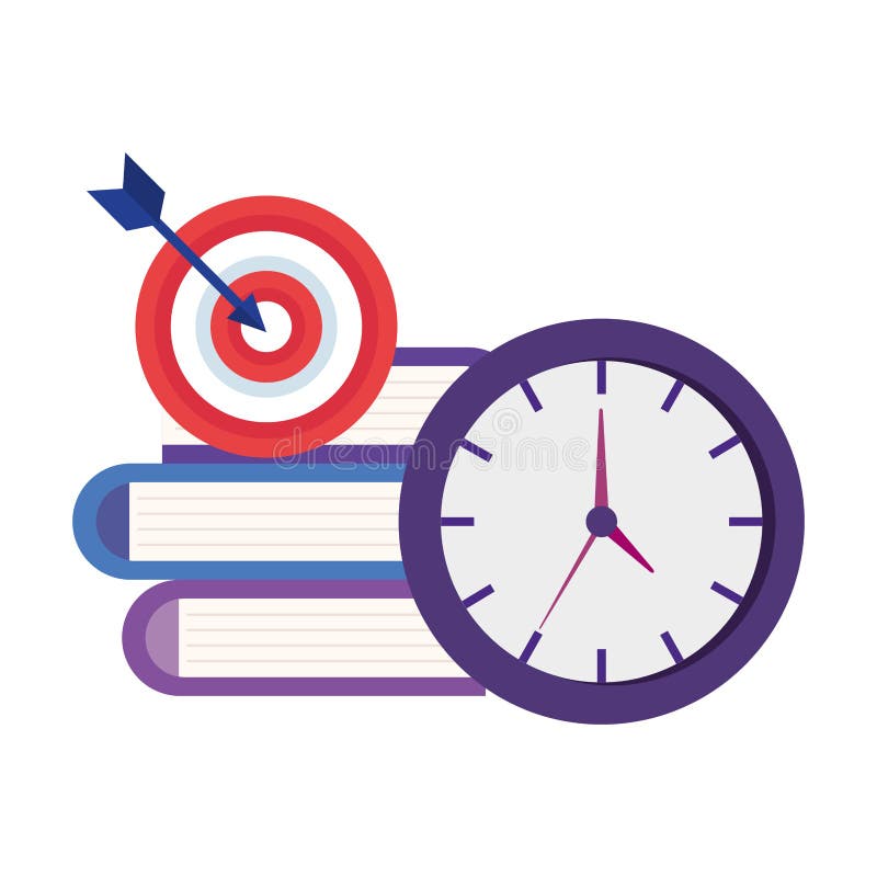 Time Clock with Books and Target Stock Vector - Illustration of design ...