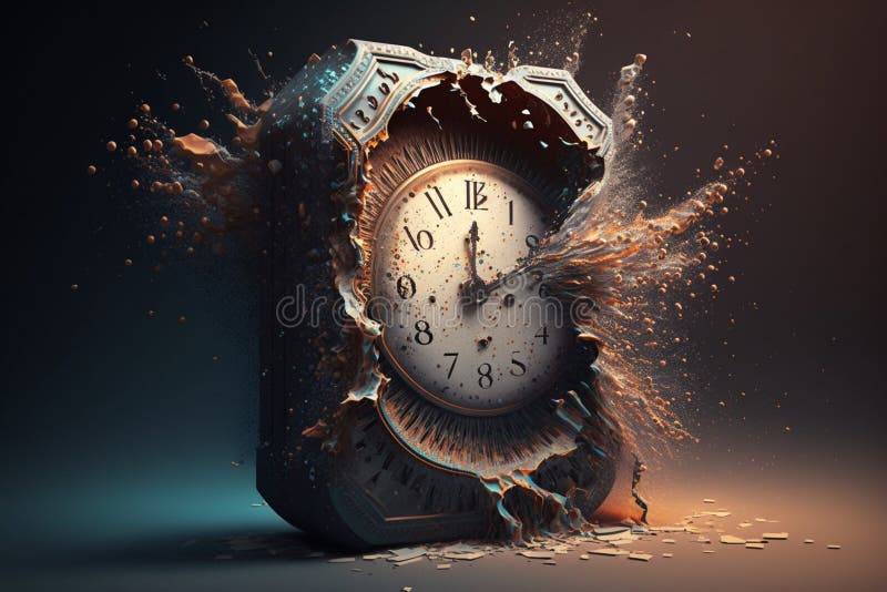A Time Clock Broken into Empty Void Generative AI Stock Illustration ...