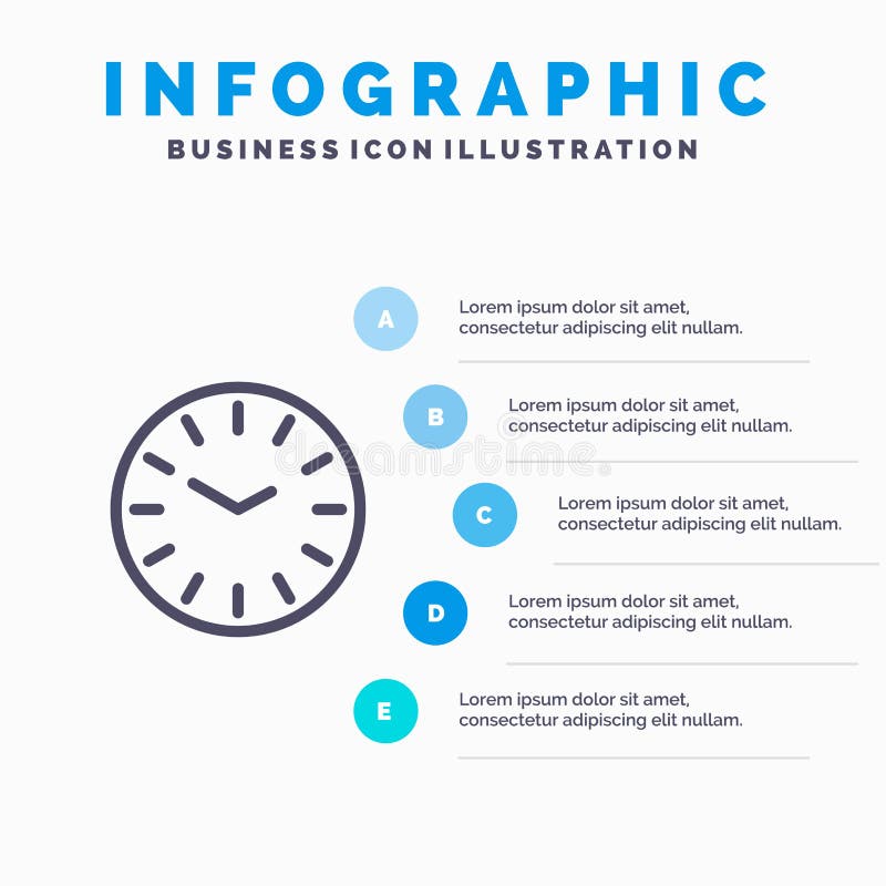 Time, Clock, Cleaning Line Icon with 5 Steps Presentation Infographics ...