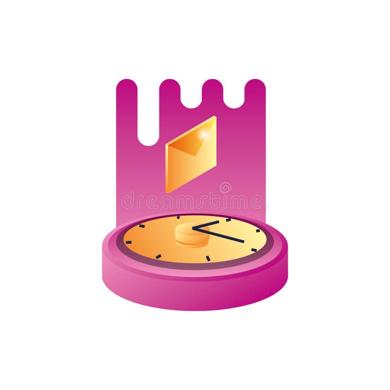 Time Clock with Envelope Mail Stock Illustration - Illustration of ...