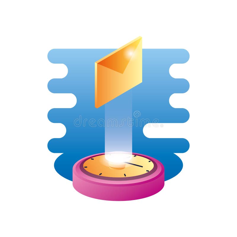 Time Clock with Envelope Mail Stock Illustration - Illustration of send ...