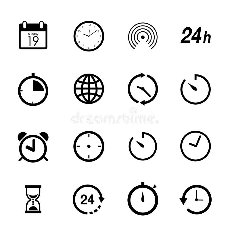 Time and Clock Flat Icons Button for Website or Application. Vector ...