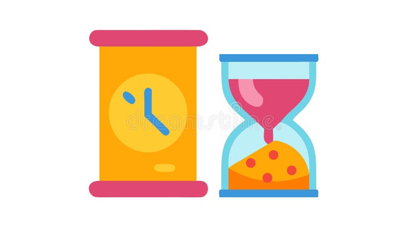 Time Clock and Hourglass for Work Tracking, Vector Design Generative AI ...