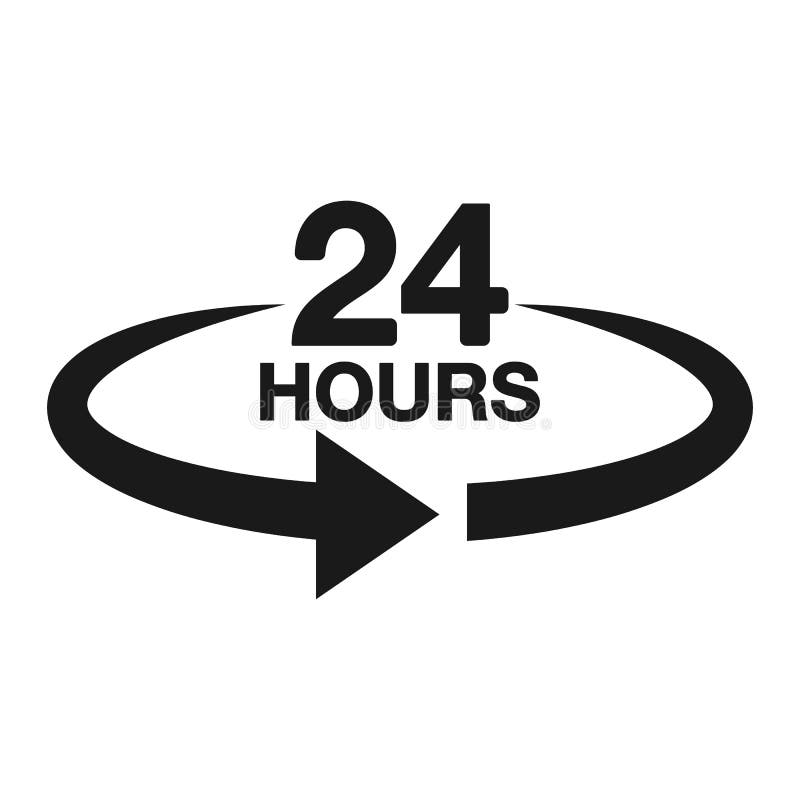 Time or Clock Icon. 24 Hours or Twenty Four Hour Vector Illustration ...