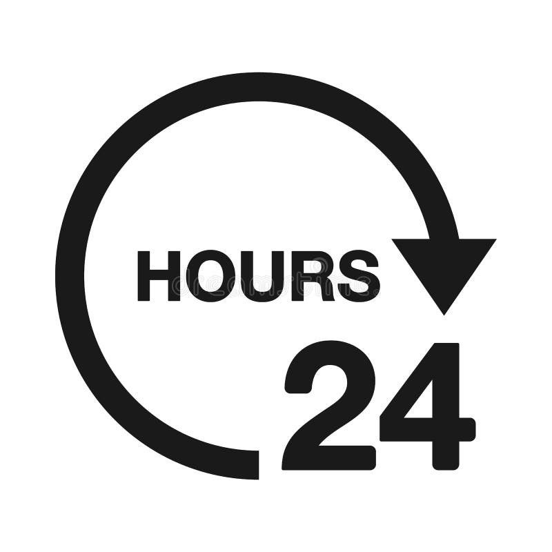 Time or Clock Icon. 24 Hours or Twenty Four Hour Vector Illustration ...