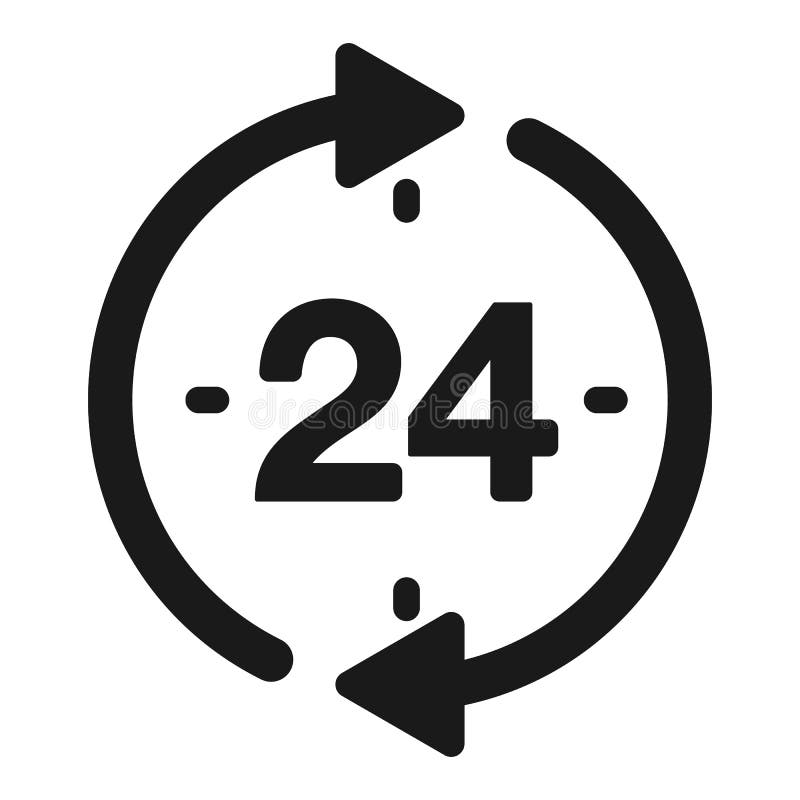 Time or Clock Icon. 24 Hours or Twenty Four Hour Vector Illustration ...