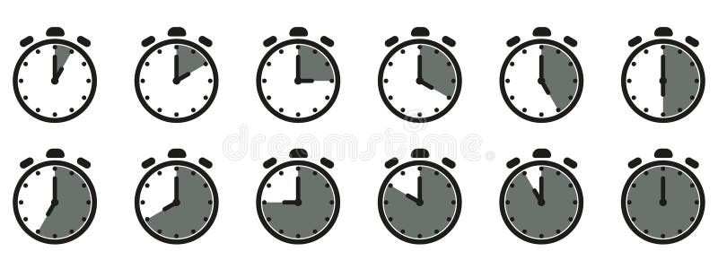 Time and Clock Icon Set. Half Past of the Clock Sign Stock Illustration ...