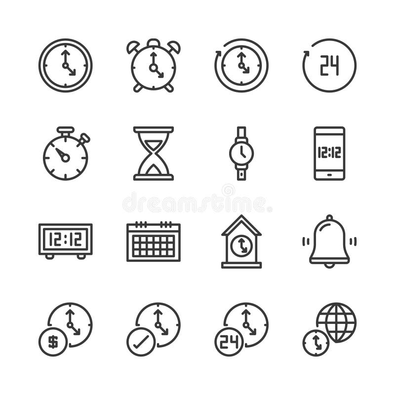 Time and Clock Icon Set.Vector Illustration Stock Vector - Illustration ...