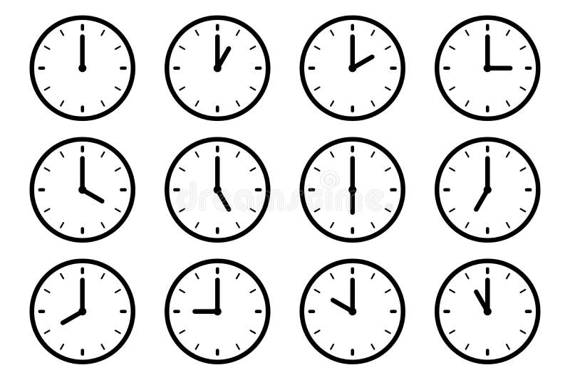 Time clock icon symbol set stock illustration. Illustration of time ...