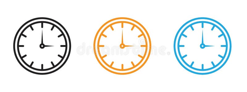 Time Clock Icon Thin Line Illustration Set Stock Vector - Illustration ...
